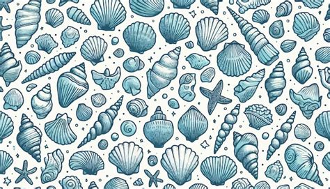Seamless Seashell Pattern Collection Premium Ai Generated Vector