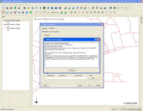 bug report 681 error using wms layer dm solutions gmap and projection