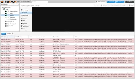 can t access consoles of any containers r proxmox