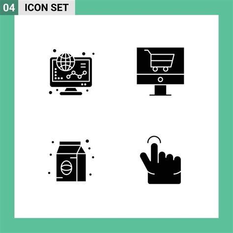 User Interface Pack Of 4 Basic Solid Glyphs Of Ecommerce Bean Online Ecommerce Food Editable