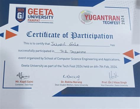 Jahnavi Sinha On Linkedin Geetauniversity Yugantran Technicaltest