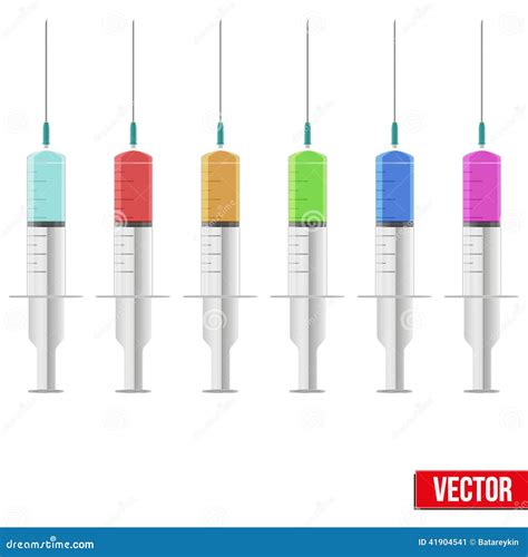 Set Of Colorful Syringes Vector Stock Vector Illustration Of