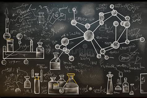 Intricate Chemical Structures Displayed On A Chalkboard Generative Ai