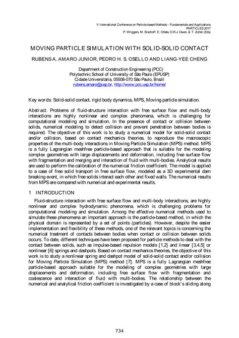PDF MOVING PARTICLE SIMULATION WITH SOLID SOLID CONTACT