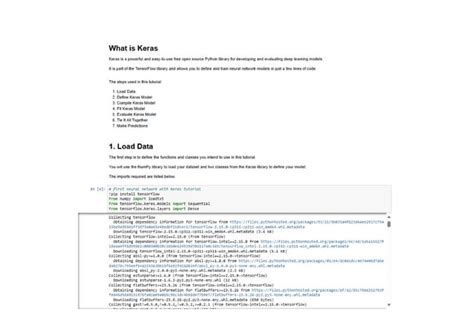 Tutorial For Deep Learning Project With Keras Pdf Technology And Computing