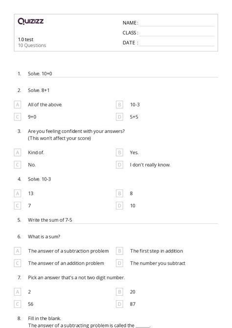 50 Two Digit Subtraction Worksheets For Kindergarten On Quizizz Free