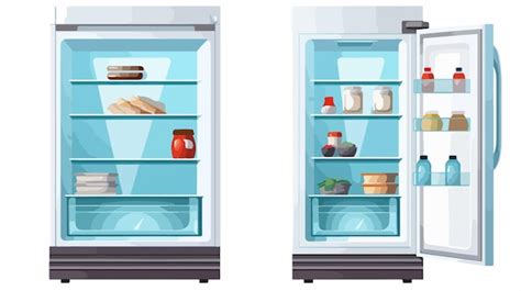 Modern Open And Closed Refrigerator With Opening Fridge Door Premium Ai Generated Vector