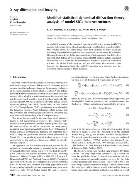 Pdf Modified Statistical Dynamical Diffraction Theory Analysis Of Model Sige Heterostructures