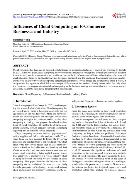 Pdf Influences Of Cloud Computing On E Commerce Businesses And Industry