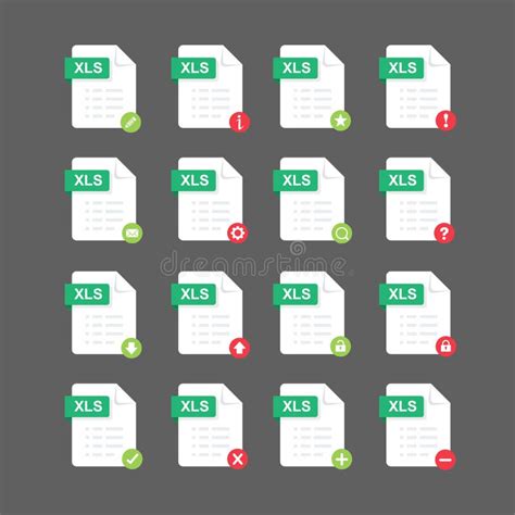 Flat Design With XLS Files Icon Set Symbol Set Vector Design Element