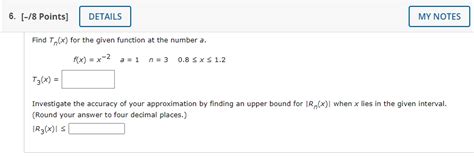 Find Tn X For The Given Function At The Number A Chegg Com