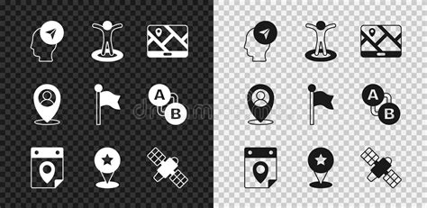 Set Travel Planning Calendar Route Location Monitor With Marker Satellite Location Person