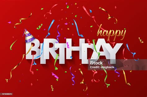 행복 한 생일 인사말 카드 빨간 배경에 편지와 화려한 뱀 잘라 종이와 디자인 벡터 일러스트입니다 배경 주제에 대한 스톡 벡터 아트 및 기타 이미지 Istock