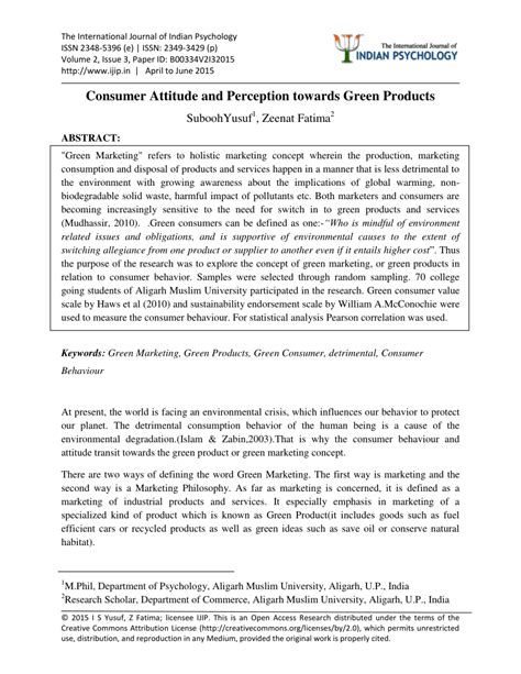 Pdf Consumer Attitude And Perception Towards Green Products