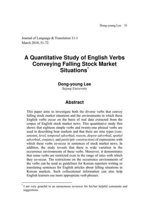 Pdf A Quantitative Study Of English Verbs Conveying Falling Stock