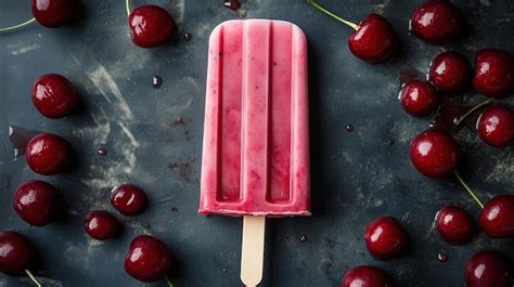Cherry Popsicle Premium Ai Generated Image