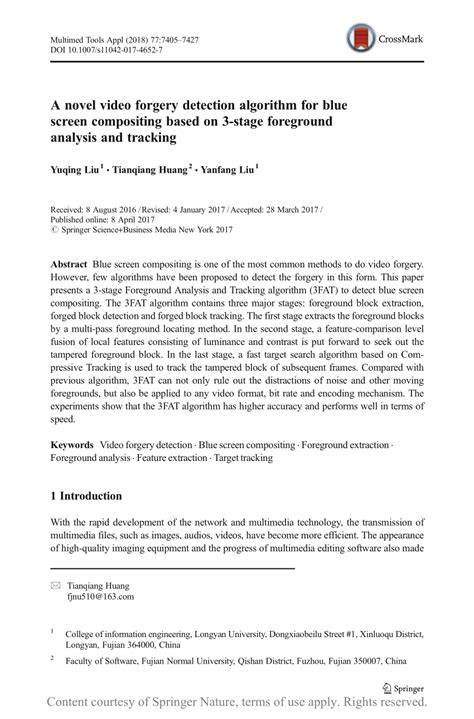 a novel video forgery detection algorithm for blue screen compositing based on 3 stage