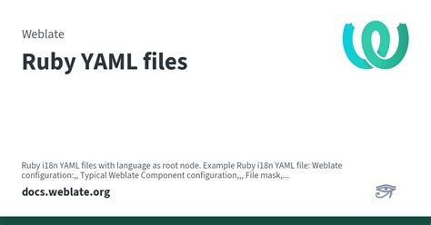 Ruby Yaml Files Weblate 510 Documentation