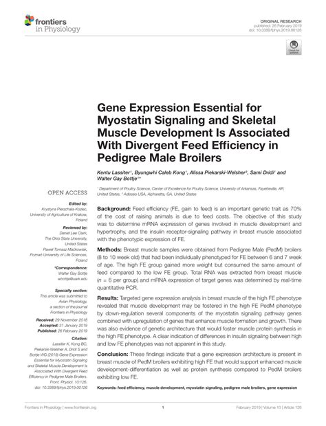 Pdf Gene Expression Essential For Myostatin Signaling And Skeletal Muscle Development Is