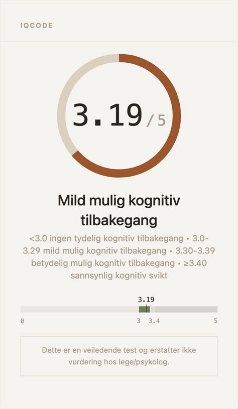 Iqcode Skåring Tolkning Og Norsk Versjon Psyktest
