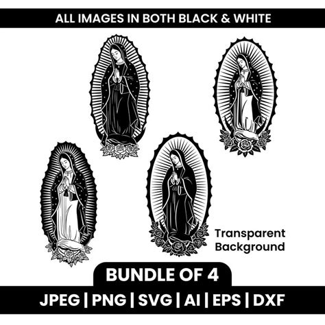 Virgen De Guadalupe Outline Svg Virgin Mary With Roses Png  Vector