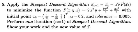 Solved — 322 5 5 Apply The Steepest Descent Algorithm