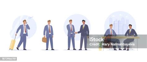 출장을 가는 양복 차림의 사업가 성공적인 만남 파트너십 계약 체결의 개념 남자 사업가에 대한 스톡 벡터 아트 및 기타 이미지 남자 사업가 동의 사업가 Istock