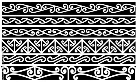 Maori Decorative Line Ornaments Seamless Pattern New Zealand Stock Vector Adobe Stock