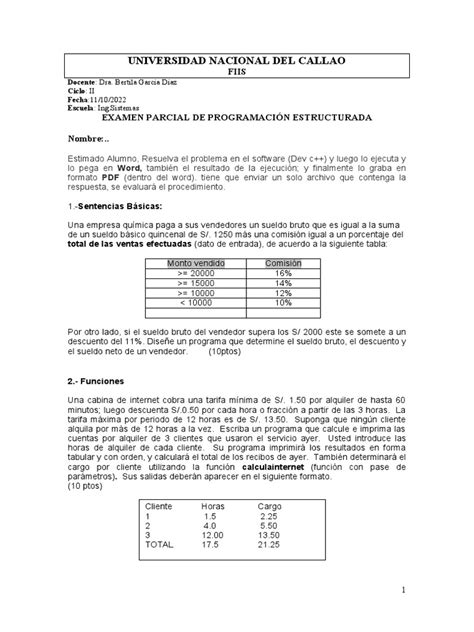 Parcial Programacion Pdf Prueba Evaluación Ciencias De La