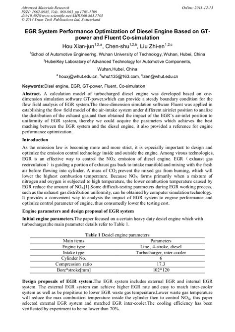 Egr System Performance Optimization Of Diesel Engine Based On Gt Power And Fluent Co Simulation