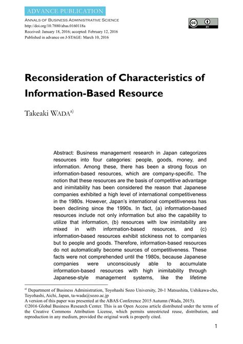 Pdf Reconsideration Of Characteristics Of Information Based Resource