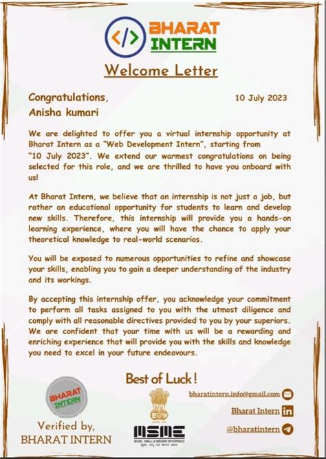 Anisha Kumari On Linkedin Webdevelopment Bharatintern Webdevelopmentinternship