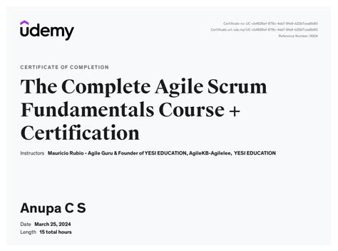 Anupa C S On Linkedin Udemy Course Completion Certificate