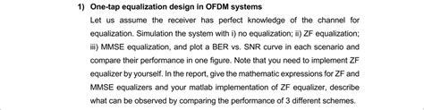 Solved One Tap Equalization Design In Ofdm Systems Let Us Assume The