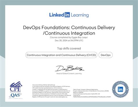 Just Finished The Course “devops Foundations Continuous Delivery Continuous Integration
