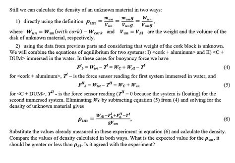 calculate the density 1 of the unknown material