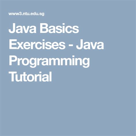 Java Basics Exercises Java Programming Tutorial Java Programming