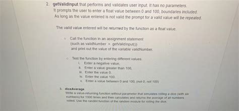 Solved 2 Getvalidinput That Performs And Validates User