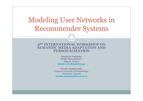 Pdf Modeling User Networks In Recommender Systems