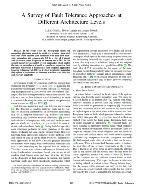 A Survey Of Fault Tolerance Approaches On Different Architecture Levels