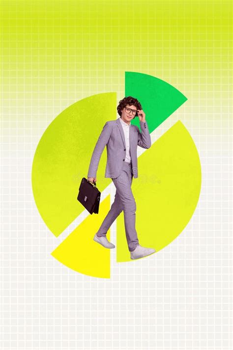 Vertical Photo Collage Of Smile Nerd Guy Wear Formal Suit Carry Briefcase Diagram Development