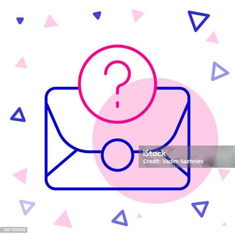 흰색 배경에 격리 된 물음표 아이콘이있는 줄 봉투 물음표 기호가 있는 문자입니다 이메일로 요청을 보내십시오 다채로운 개요 개념 벡터 나무 기둥에 대한 스톡 벡터 아트 및