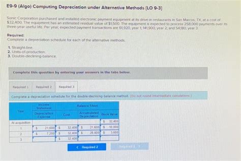 solved e9 9 algo computing depreciation under alternative