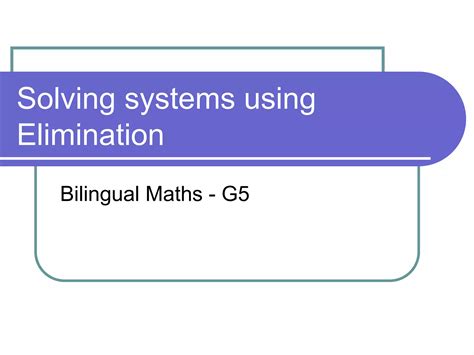 G5 Two Variable Equations Using Elimination Pptx