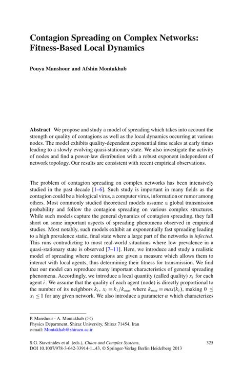Pdf Contagion Spreading On Complex Networks Fitness Based Local Dynamics