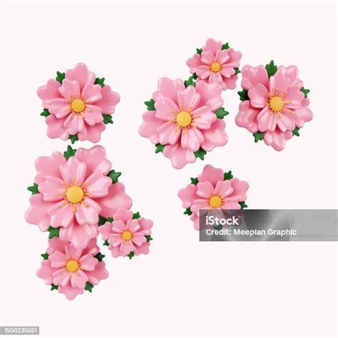 3d 사쿠라 꽃 Icon은 흰색 배경에 분리되어 있습니다 3d 렌더링 그림입니다 클리핑 패스 0명에 대한 스톡 사진 및 기타