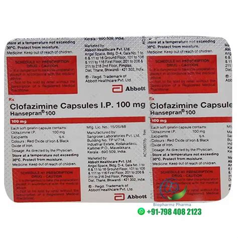 Clofazimine Capsules Ip 100 Mg Hansepran At Rs 42stripe Antibiotic