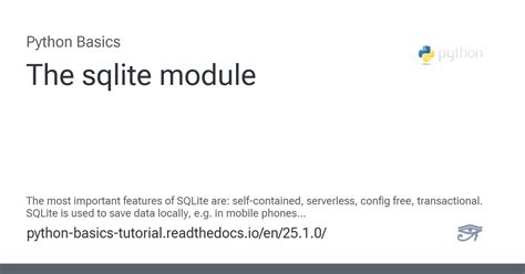 The Sqlite Module Python Basics 2510