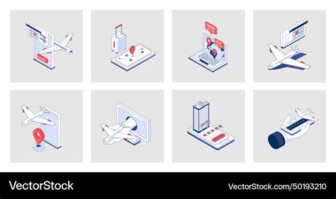 Booking Concept Of Isometric Icons In 3d Isometry Vector Image