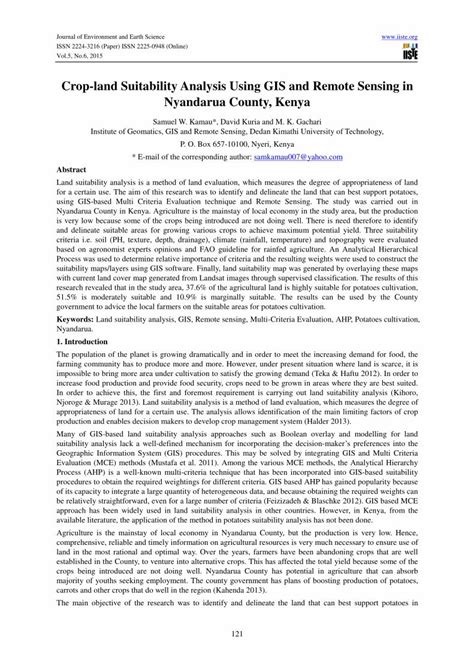 Pdf Crop Land Suitability Analysis Using Gis And Remote Dokumen Tips